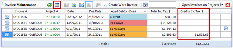 Printing a credit note