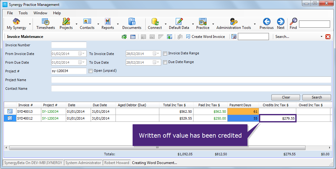 Write off unpaid invoices