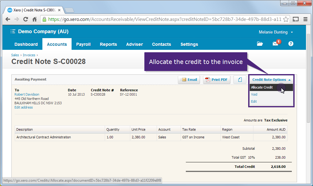 Amend a paid invoice