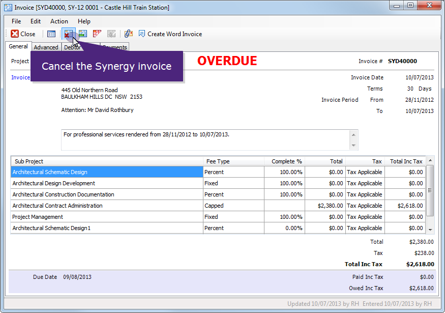 Amend a paid invoice