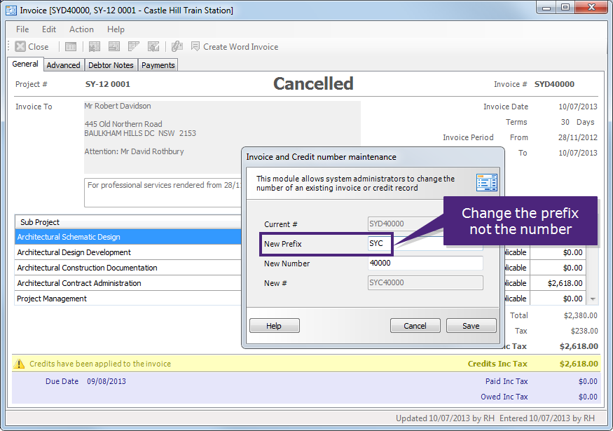 Amend a paid invoice