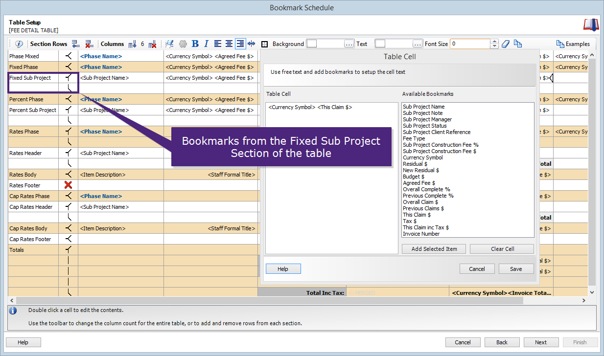 Data tables in document templates