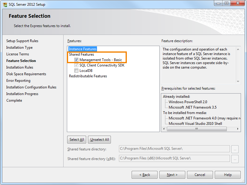 SQL 2012 Management Studio - Server Install