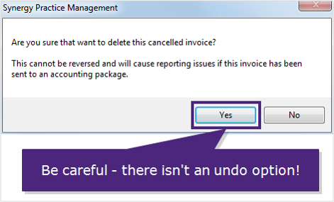 Delete a cancelled invoice