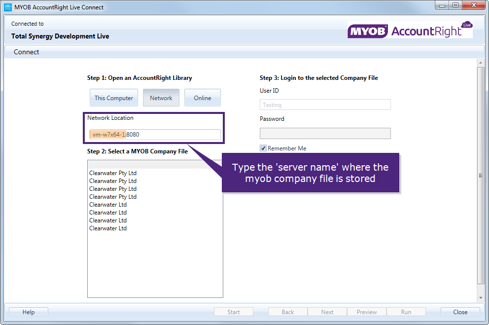 Login - MYOB AccountRight Live Connect