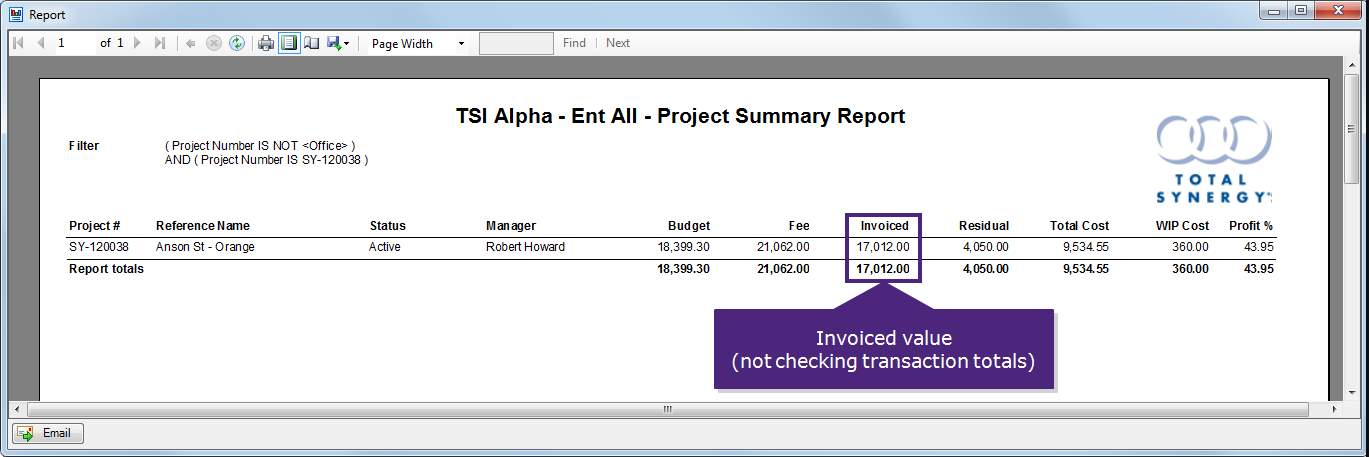 Reports that include upfront invoices