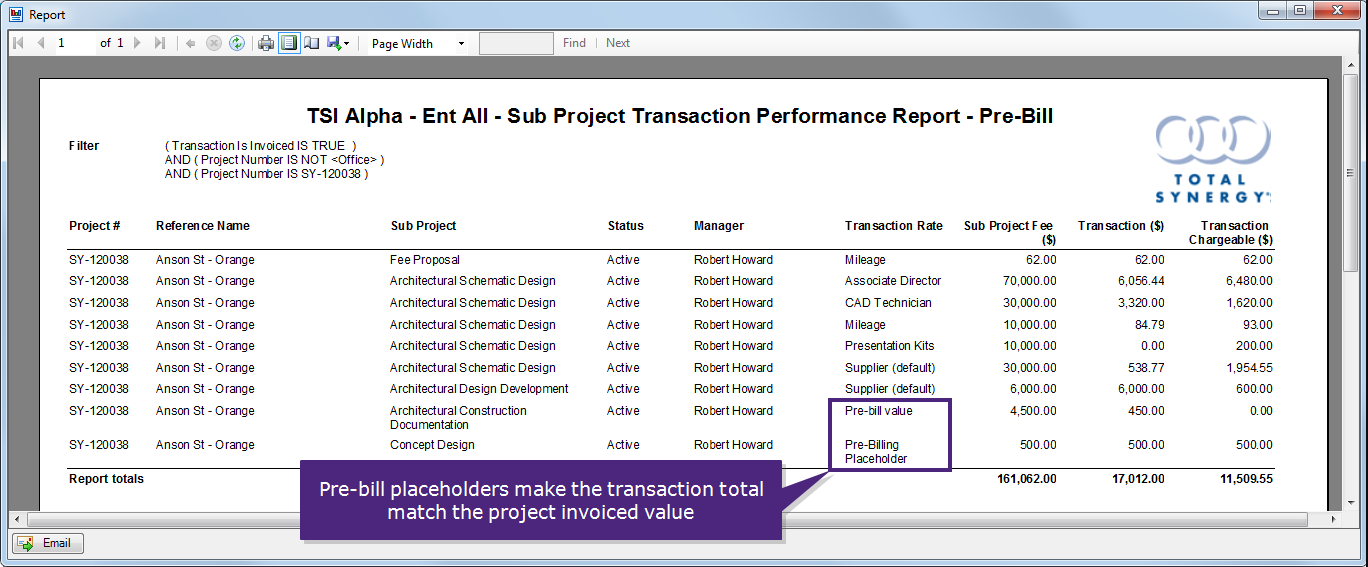 Reports that include upfront invoices